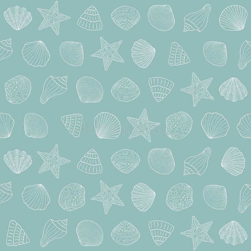 Seamless Background with Sea Shells Stock Vector - Illustration of ...