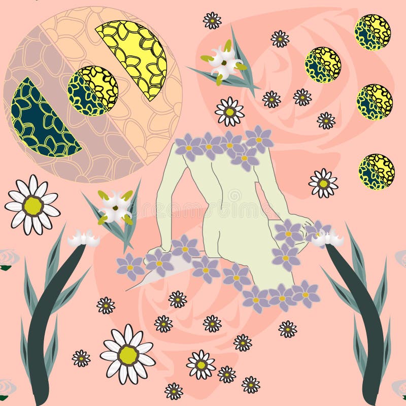 Seamless Background with a Silhouette of a Female Body Stock ...