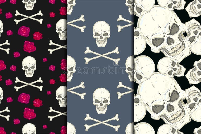 Seamless Background with Skulls Stock Vector - Illustration of death ...