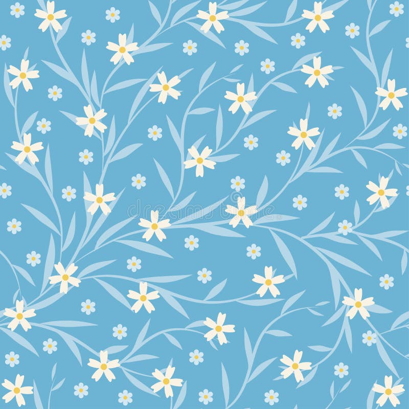 Seamless Pattern with Small Blue Flowers. Vector I Stock Vector ...