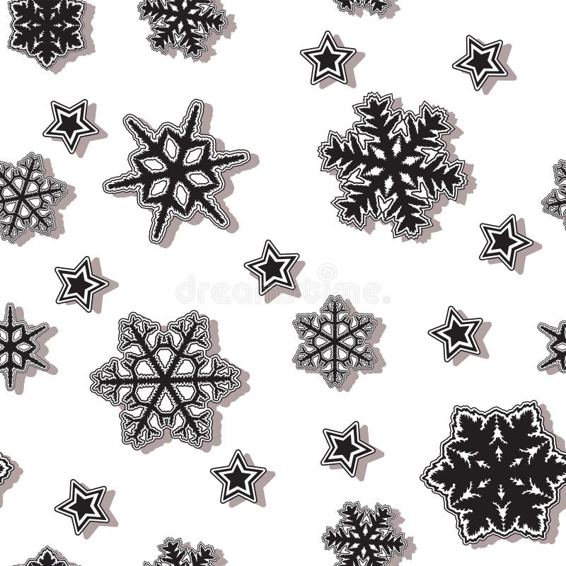 Seamless Background of Snowflakes and Stars on a White Background ...