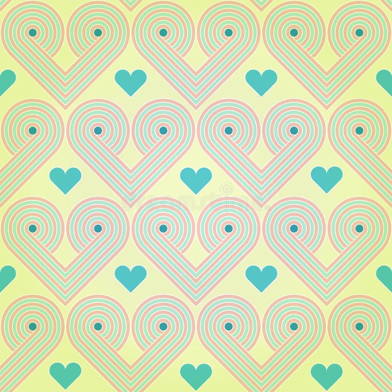 Seamless Background With Striped Retro Hearts Stock Vector ...