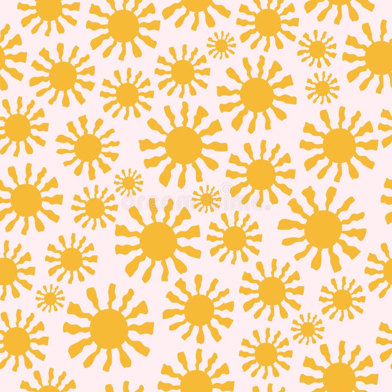 Seamless Background with Sun. Minimal Hand Drawn Summer Pattern Stock ...
