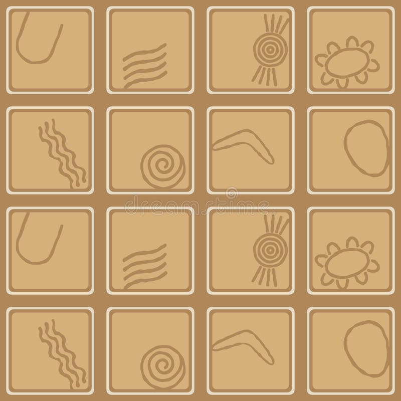 Set of Monochrome Icons with Symbols of Australian Aboriginal Art Stock ...