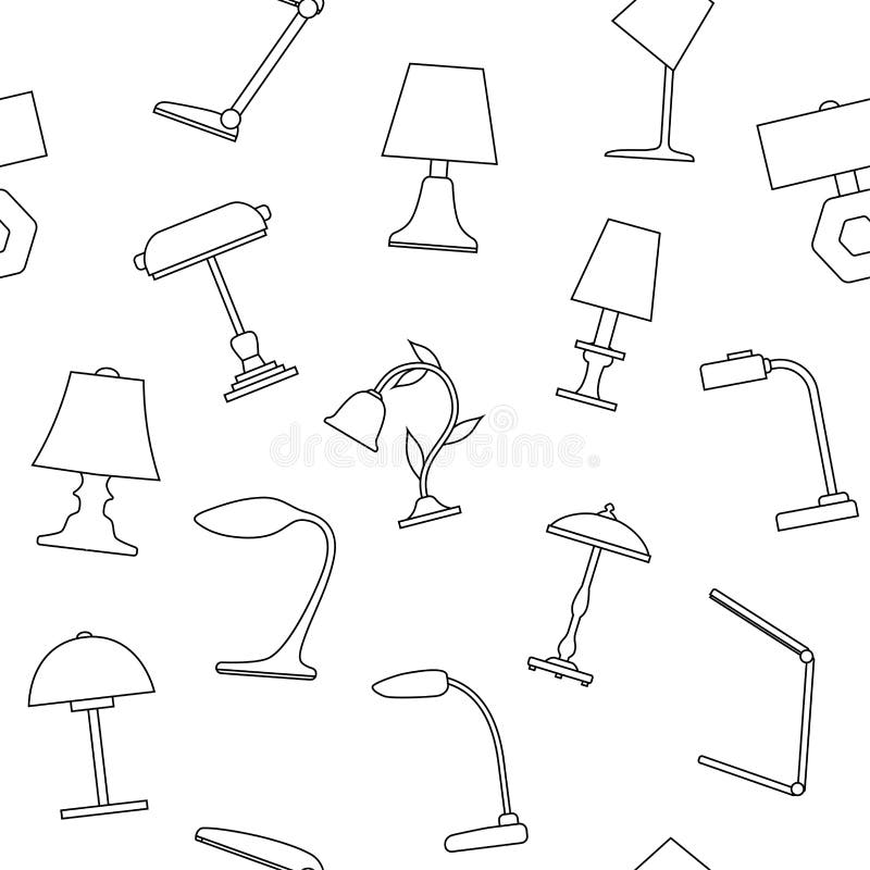 Seamless Background of of Table Lamp. Stock Vector - Illustration of ...