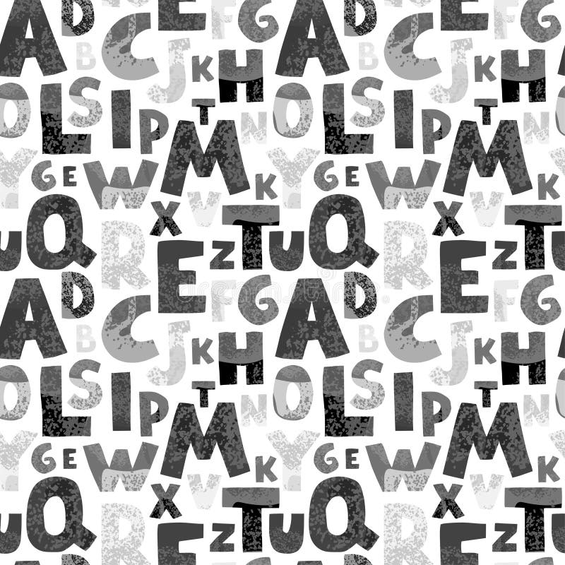 Seamless Background with Textured Letters on White Stock Vector ...
