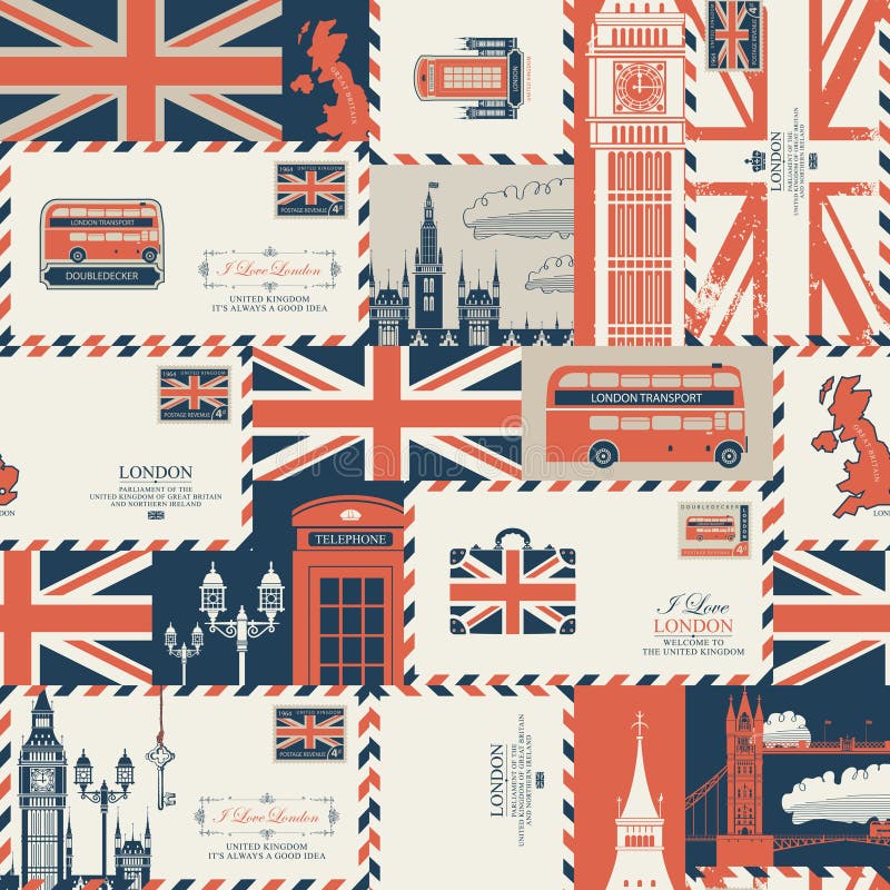 Seamless Background on Theme of UK and London Stock Vector ...