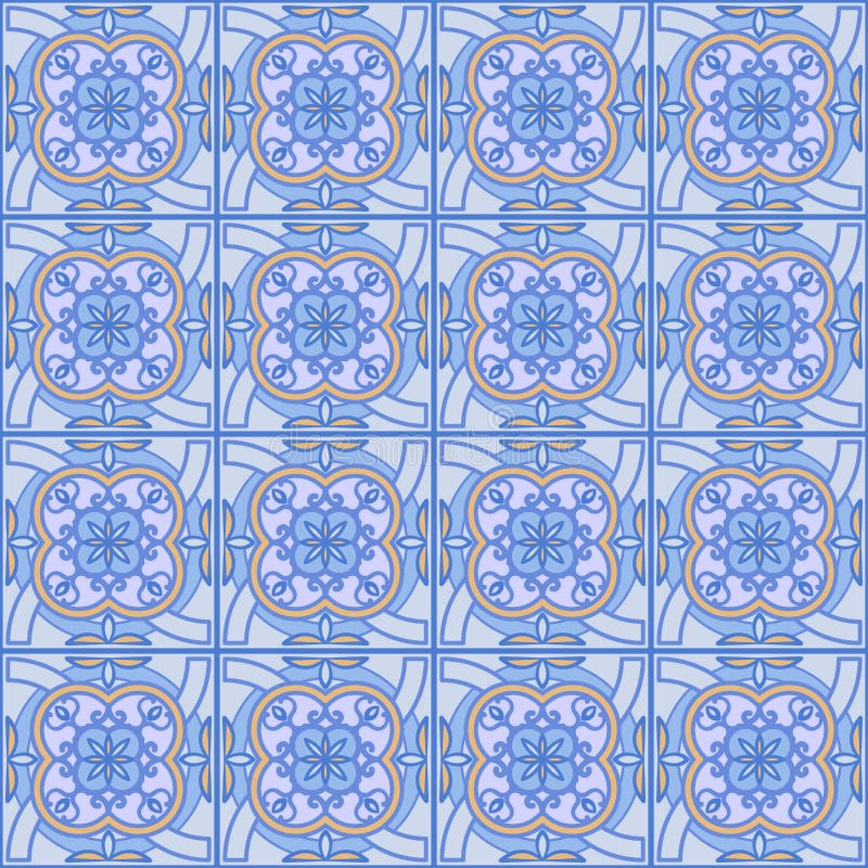 Seamless Background with Tilework, Blue Tale Wallpaper, Azulejo Vector ...