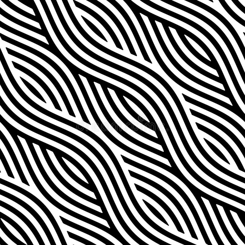 Seamless Background with Waves Lines Vector. Black and White Texture ...