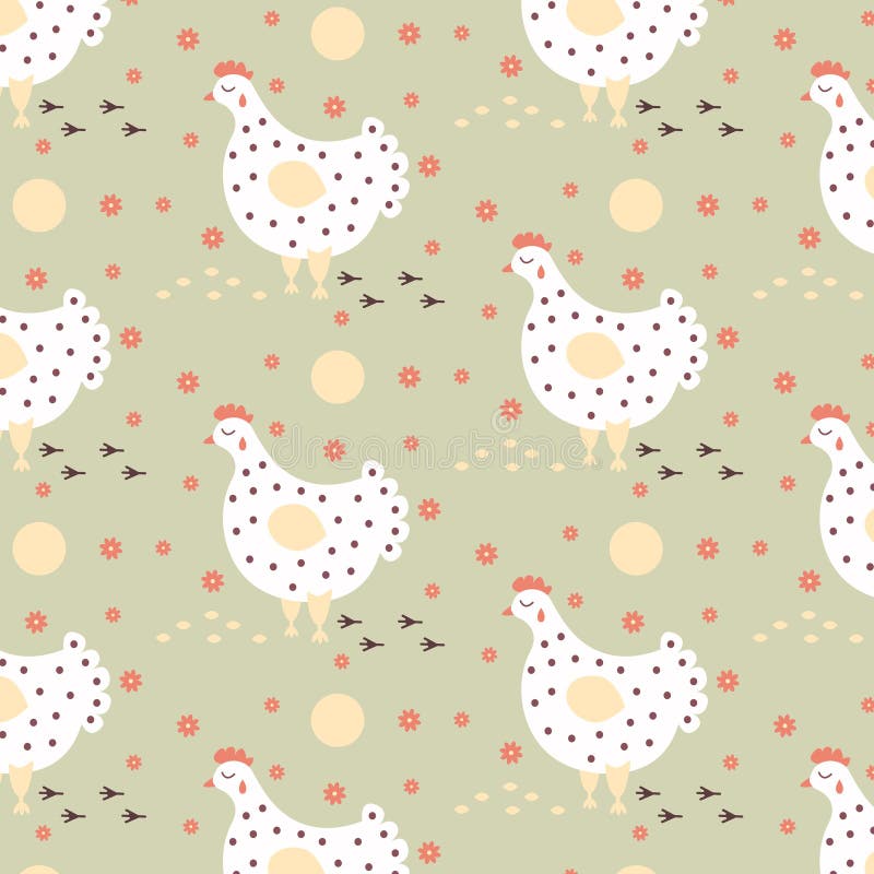 Seamless Background with White Chicken. Vector. Stock Vector ...