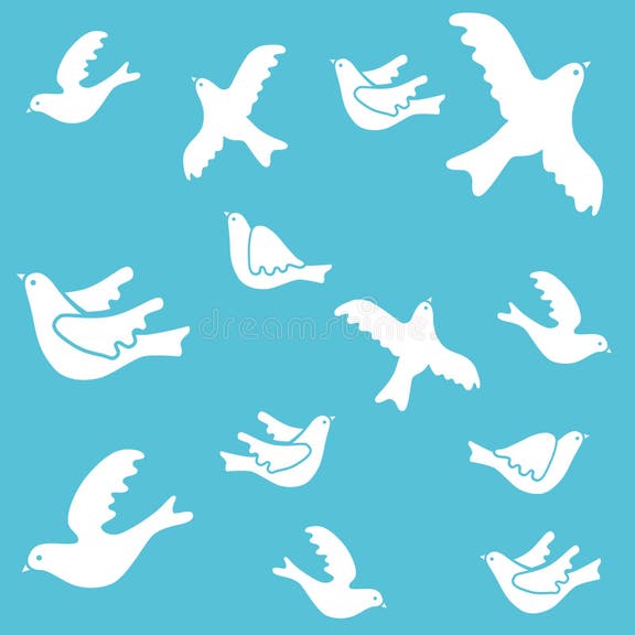 Seamless Background with White Doves Stock Illustration - Illustration ...