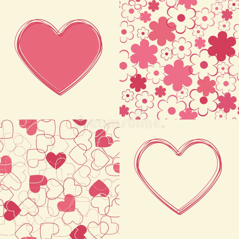 Seamless Backgrounds and Hearts Design. Stock Vector - Illustration of ...