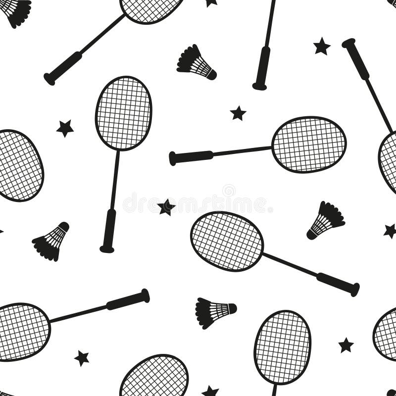 Seamless Badminton Pattern with Rackets and Shuttlecocks Stock Vector ...