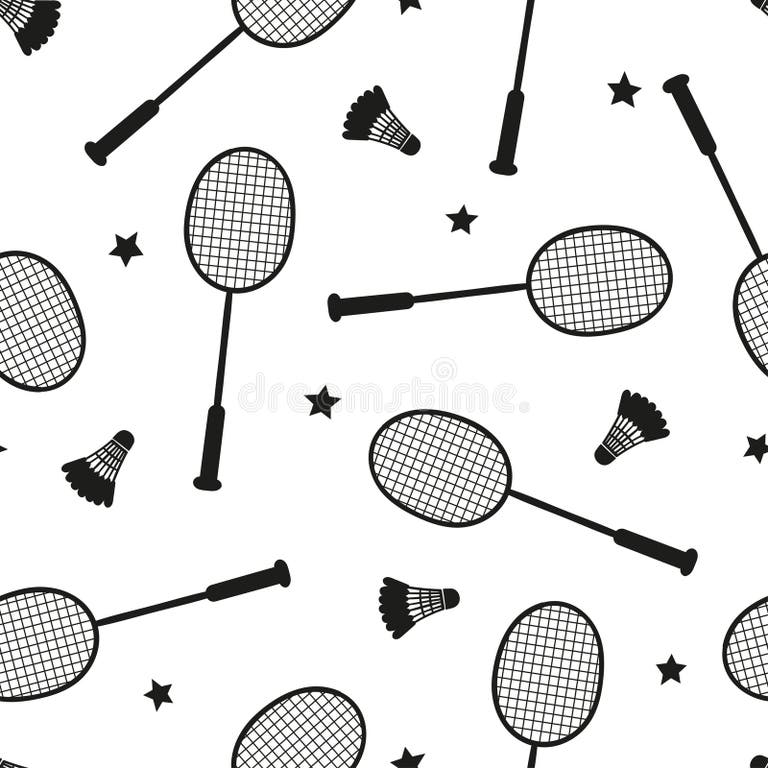 Seamless Badminton Pattern with Rackets and Shuttlecocks Stock Vector ...