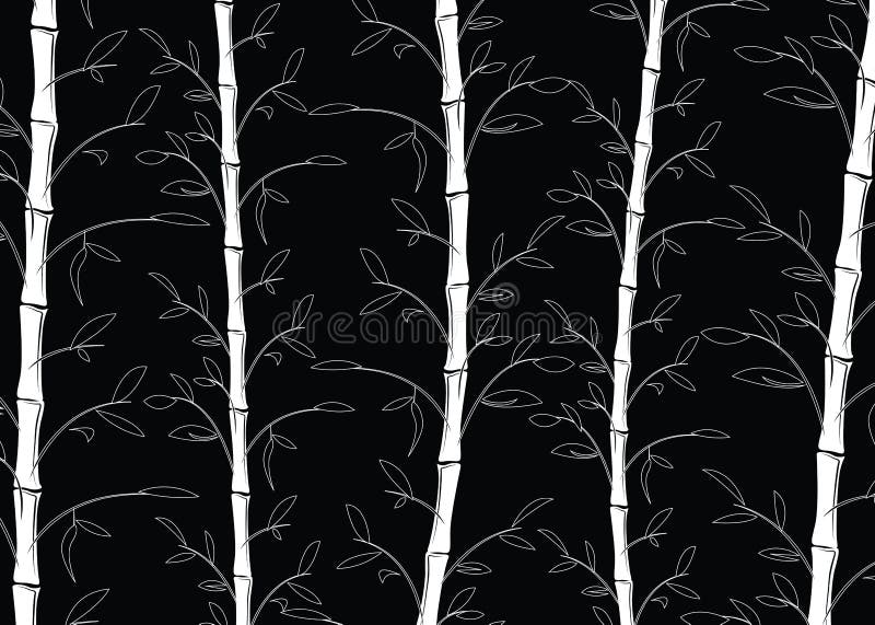 Seamless Bamboo Pattern Background. Line Art Black and White Decorative ...