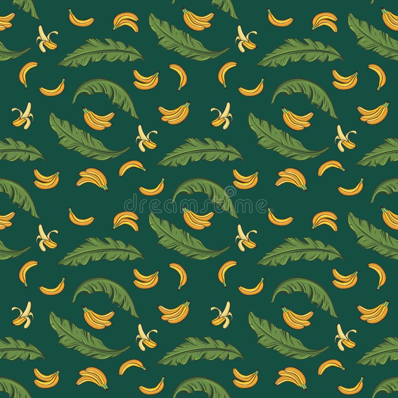 Seamless Bananas Pattern. Banana Leaf Background Stock Vector ...