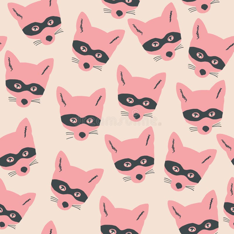 Seamless Bandit Fox Pattern. Stylish Repeating Texture. Repeating ...