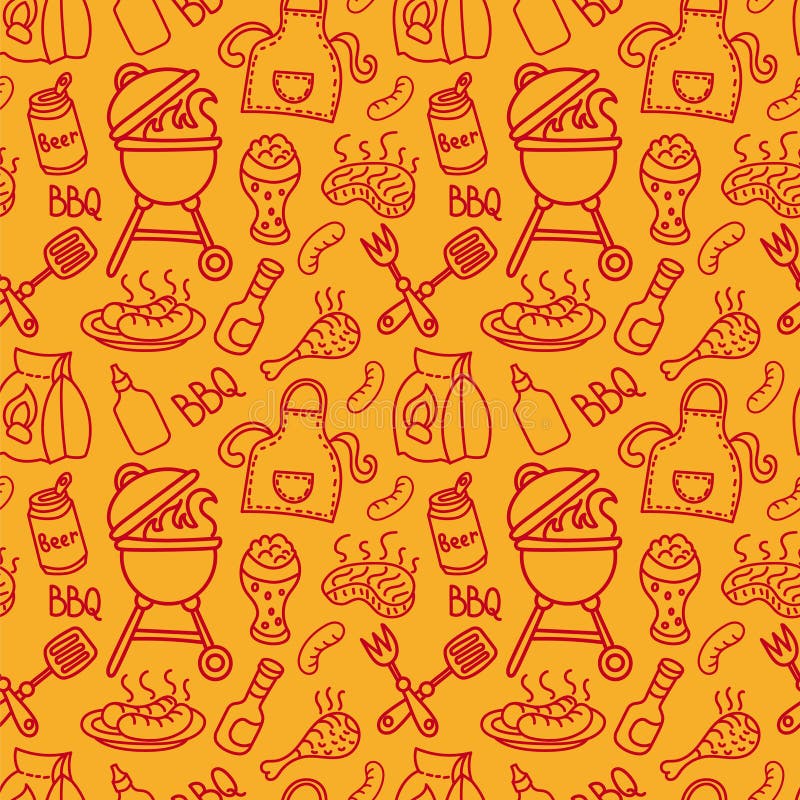 Barbecue seamless pattern stock vector. Illustration of vector - 147999535