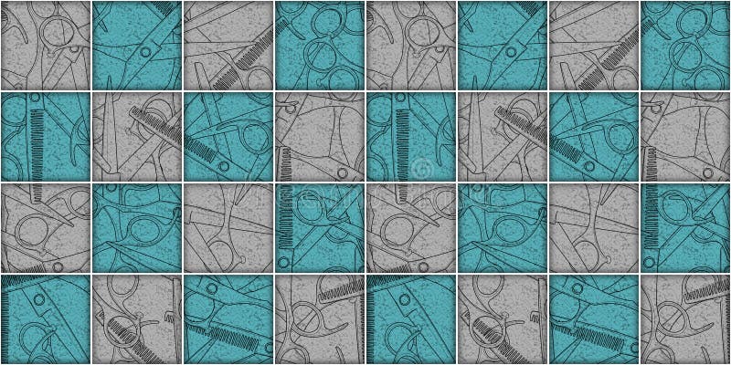 Seamless Vintage Scissors Barber Tools Shop Pattern Illustration Stock ...