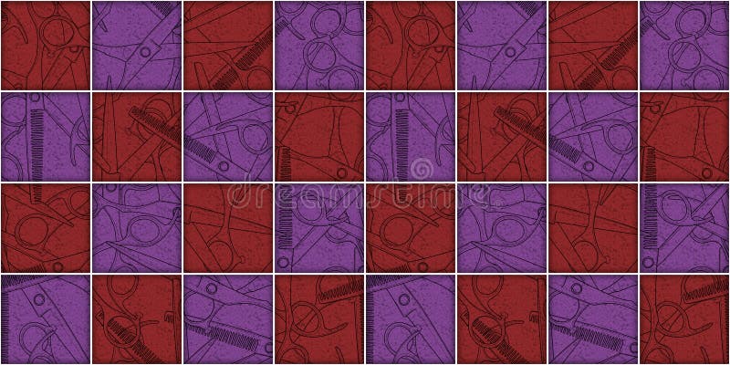 Seamless Vintage Scissors Barber Tools Shop Pattern Illustration Stock ...