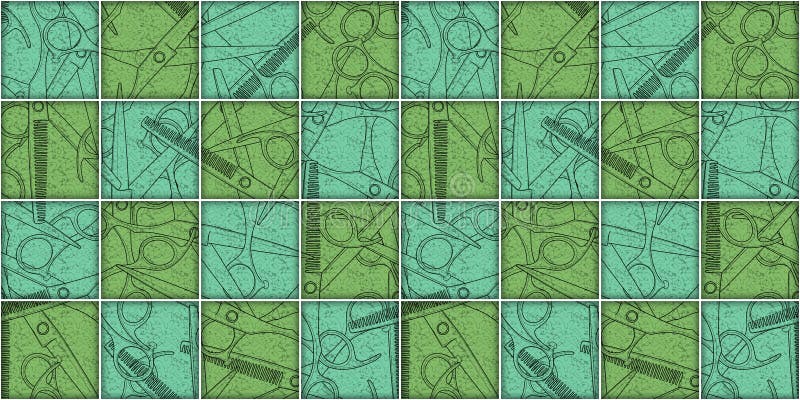Seamless Vintage Scissors Barber Tools Shop Pattern Illustration Stock ...
