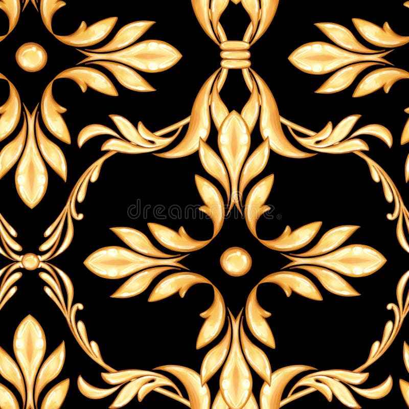 Seamless baroque pattern 2 stock illustration. Illustration of branches ...