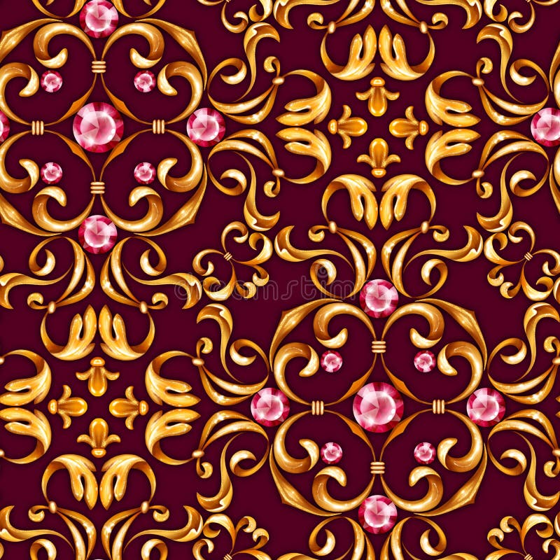 Seamless Baroque Pattern with Decorative Golden Leaves Stock ...