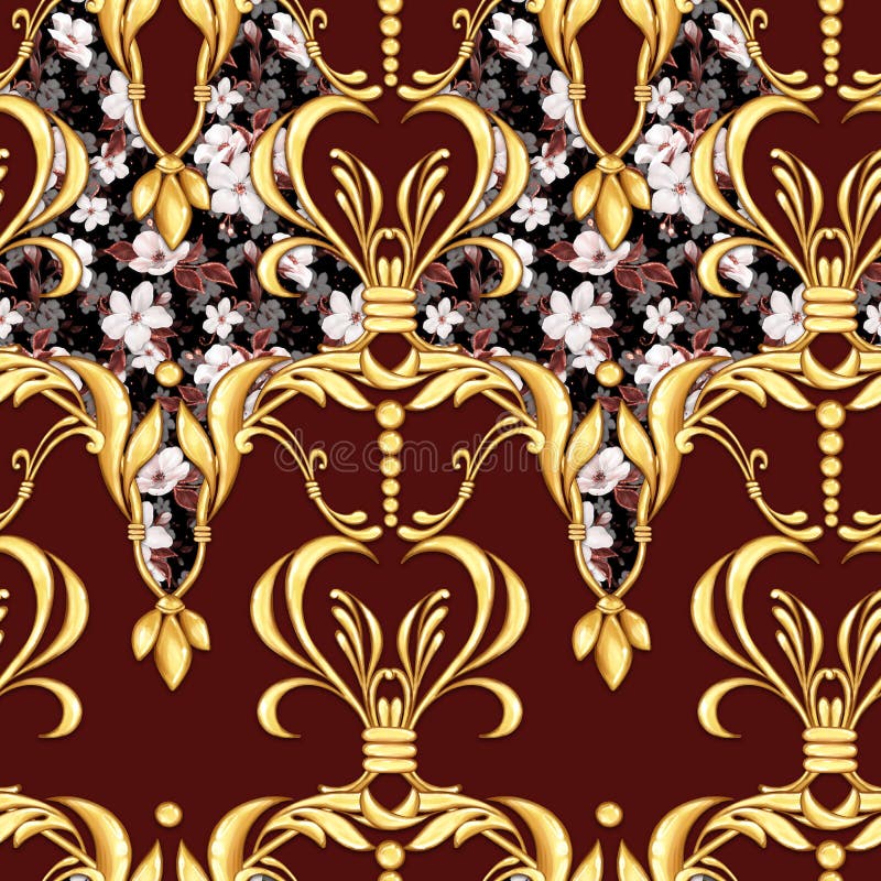 Seamless baroque pattern stock illustration. Illustration of fashion ...