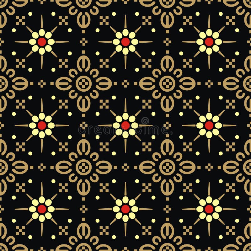 Seamless Batik Motif with Black Background, Suitable for Background ...