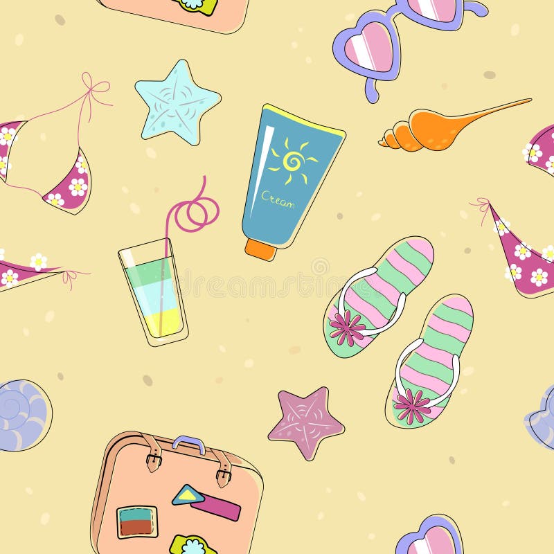 Seamless beach pattern stock vector. Illustration of template - 34527227