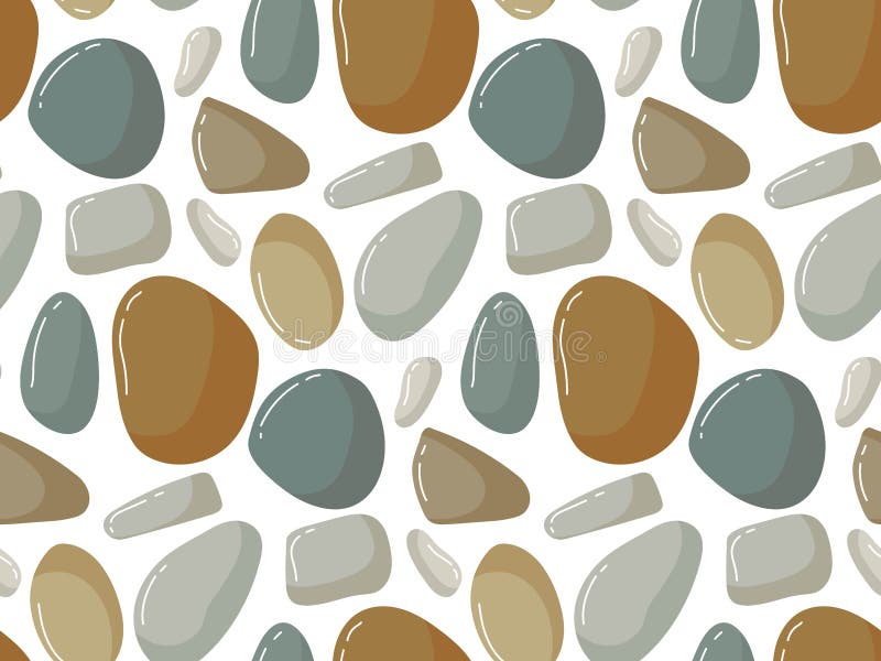 Seamless Beach Pebbles Pattern. Various Shapes Different Colors Stock ...