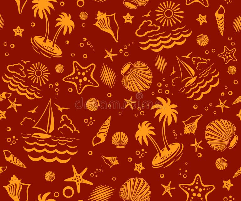 Seamless Beach Vector Pattern Stock Vector - Illustration of symbol ...