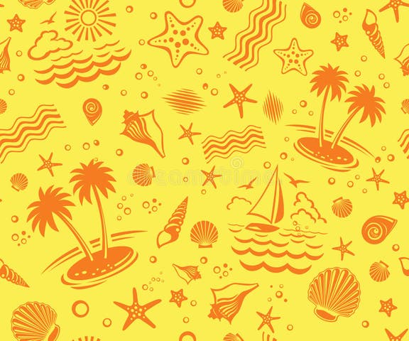 Seamless Beach Vector Pattern Stock Vector - Illustration of star, sand ...