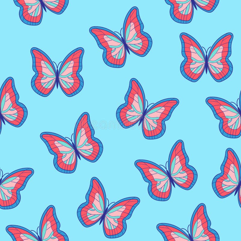Seamless Beautiful Butterflies Pattern. Vector Illustration Stock ...