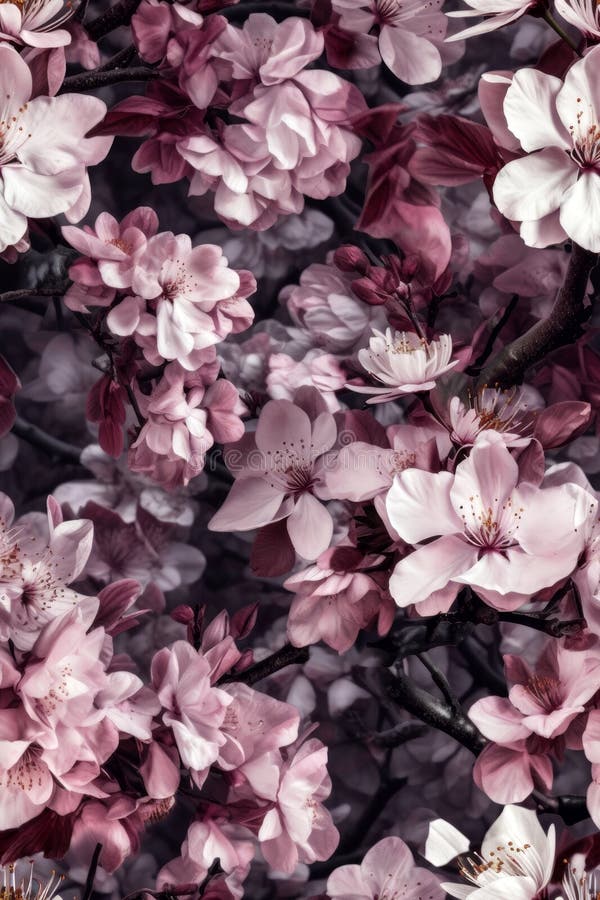 Seamless Beautiful Cherry Blossoms Mobile Wallpaper Design. Generative ...