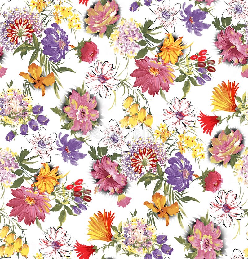 Seamless Beautiful Flower Pattern Design Stock Illustration ...