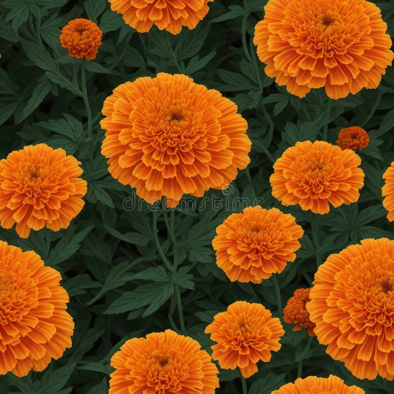 Seamless Beautiful Marigold Illustration Pattern. Wallpaper Design ...