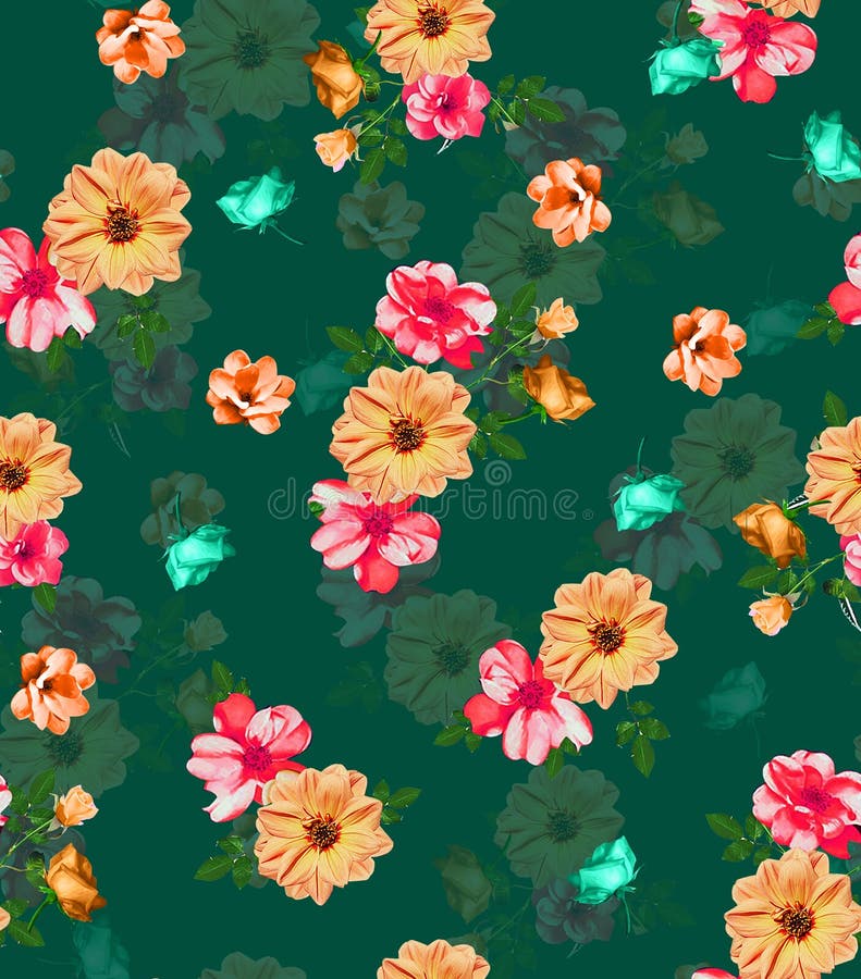 Seamless Beautiful Vintage Floral Pattern With Abstract Digital Floral