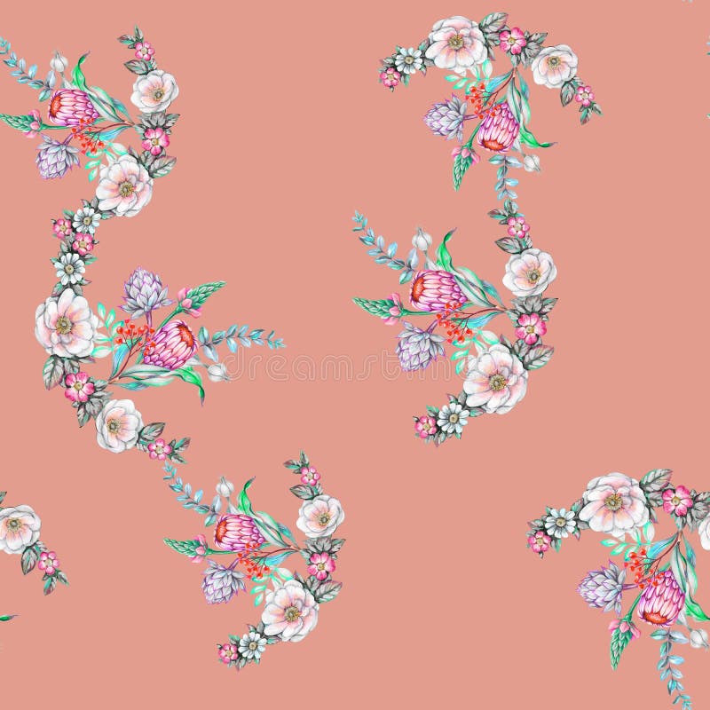 Seamless Beautiful Vintage Floral Pattern With Abstract Digital Floral