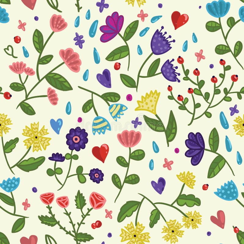 Floral Seamless Cartoon Pattern Stock Vector - Illustration of element ...