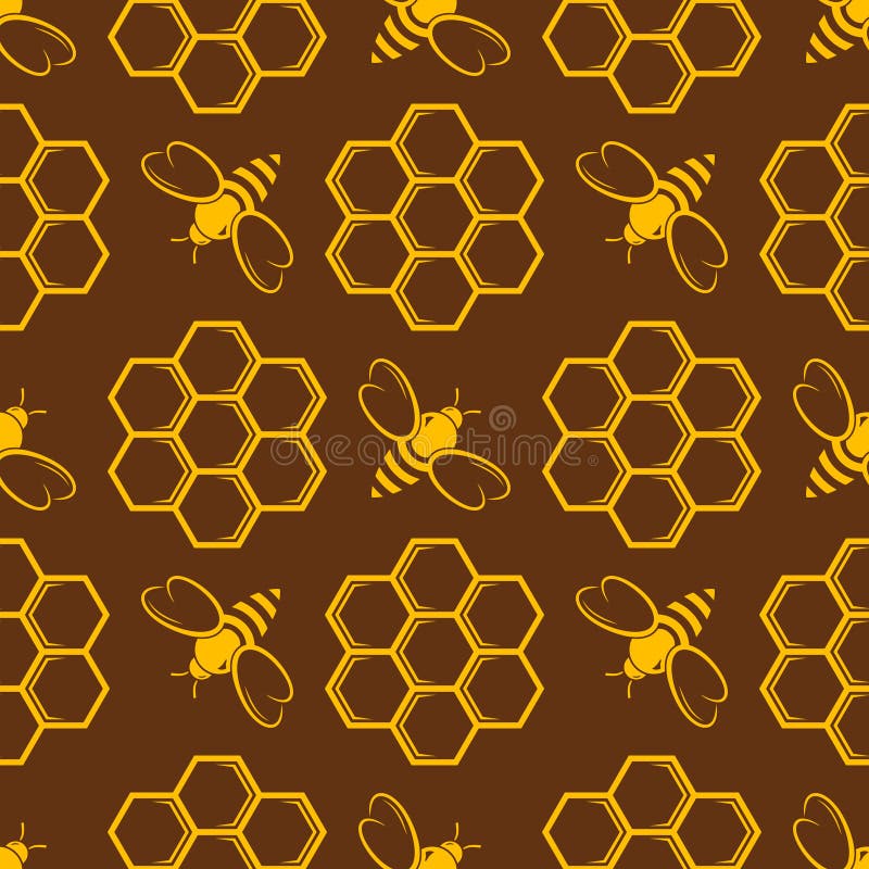 Seamless Bee and Honeycomb Pattern Stock Vector - Illustration of ...