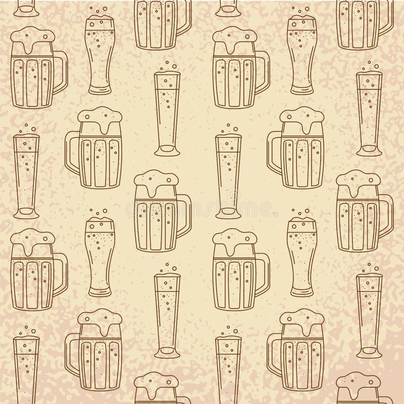 Seamless Beer Background Isolated on White. Hand Drawn Sketch Vector ...