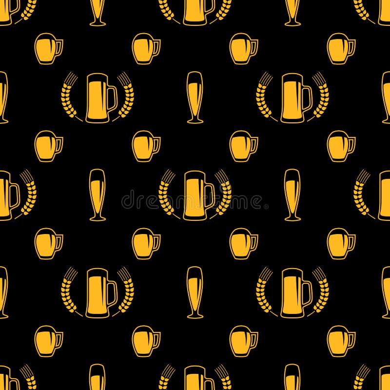 Seamless beer pattern stock vector. Illustration of gold - 104875355