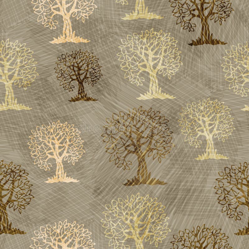 Seamless Beige Background with Trees Stock Vector - Illustration of ...