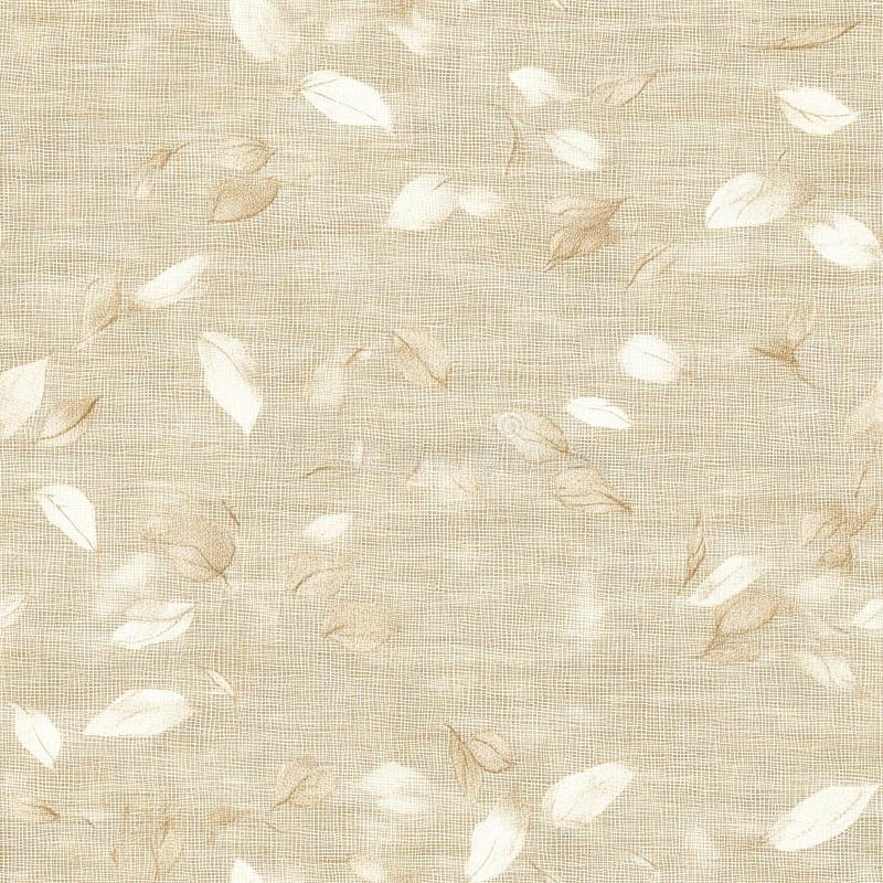 Seamless Beige Fabric Texture with Leaf Pattern Design Stock Image ...