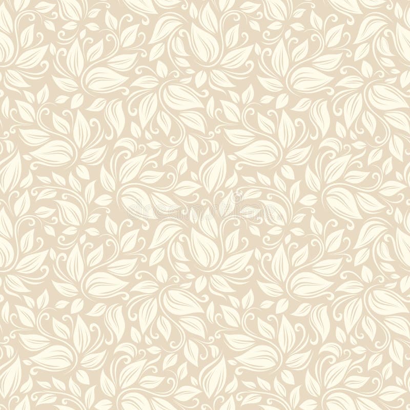 Seamless Beige Floral Pattern. Stock Vector - Illustration of botany ...