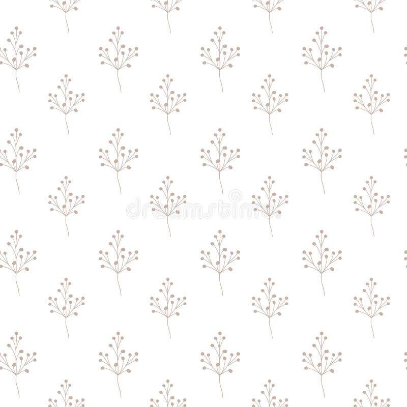 Seamless Beige Floral Pattern on White Background Stock Vector ...
