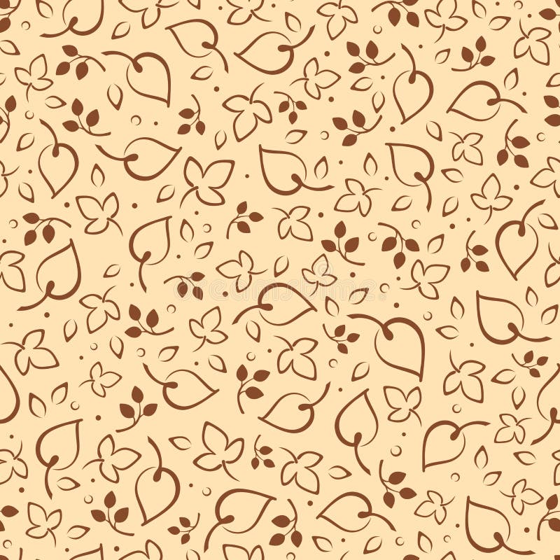 Seamless Beige Pattern with Leaves. Vector Illustr Stock Vector ...