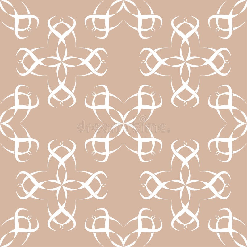 Seamless Beige Pattern with Wallpaper Ornaments Stock Illustration ...