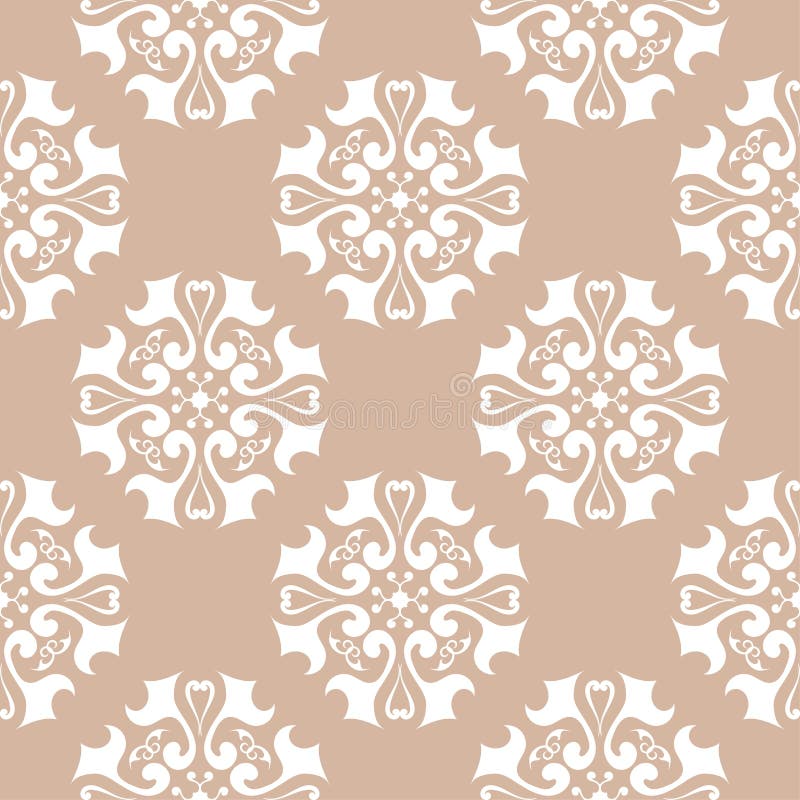 Seamless Beige Pattern with Wallpaper Ornaments Stock Illustration ...